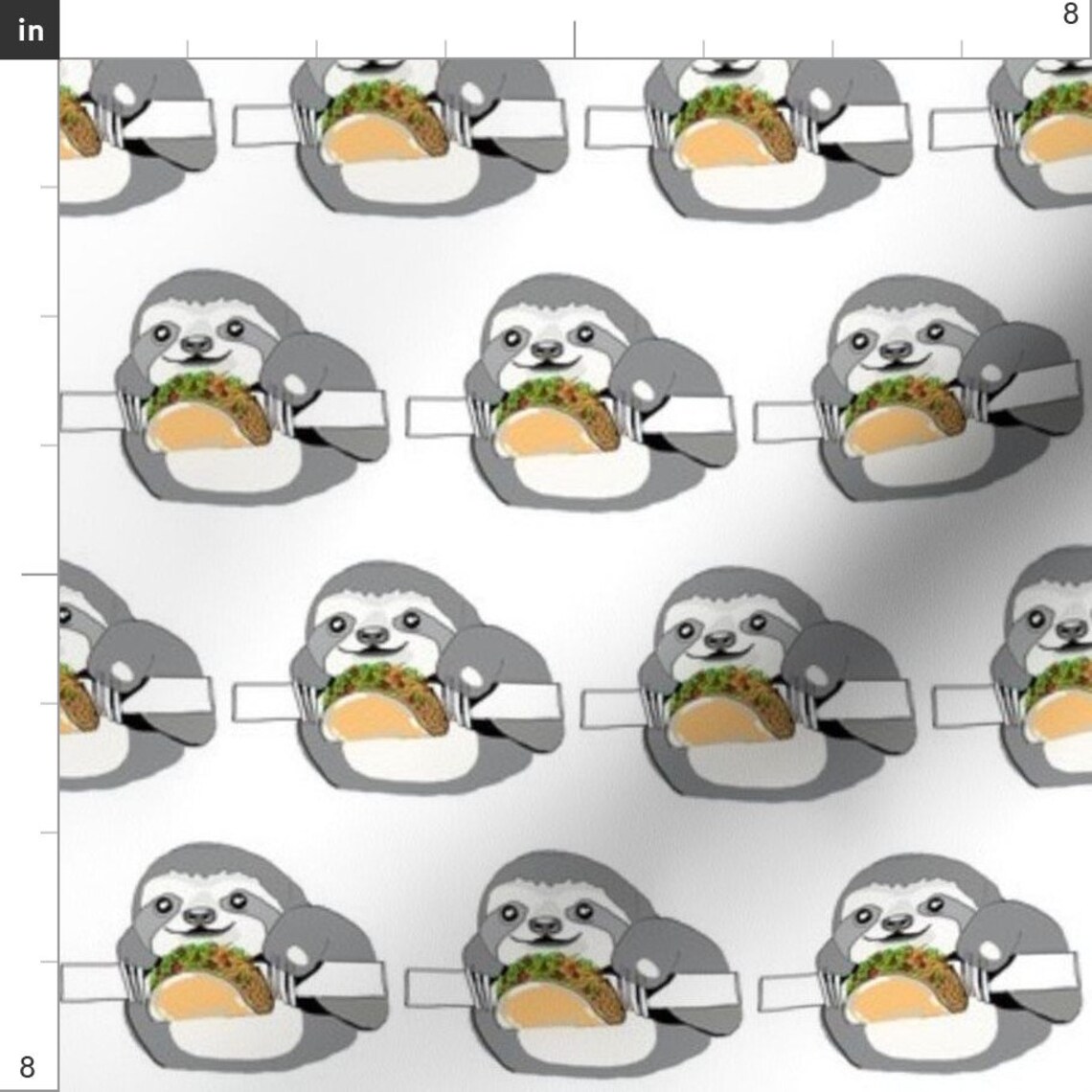 Taco and Sloth Fabric Sloth Tacos by Tarareed Sloth Eating - Etsy