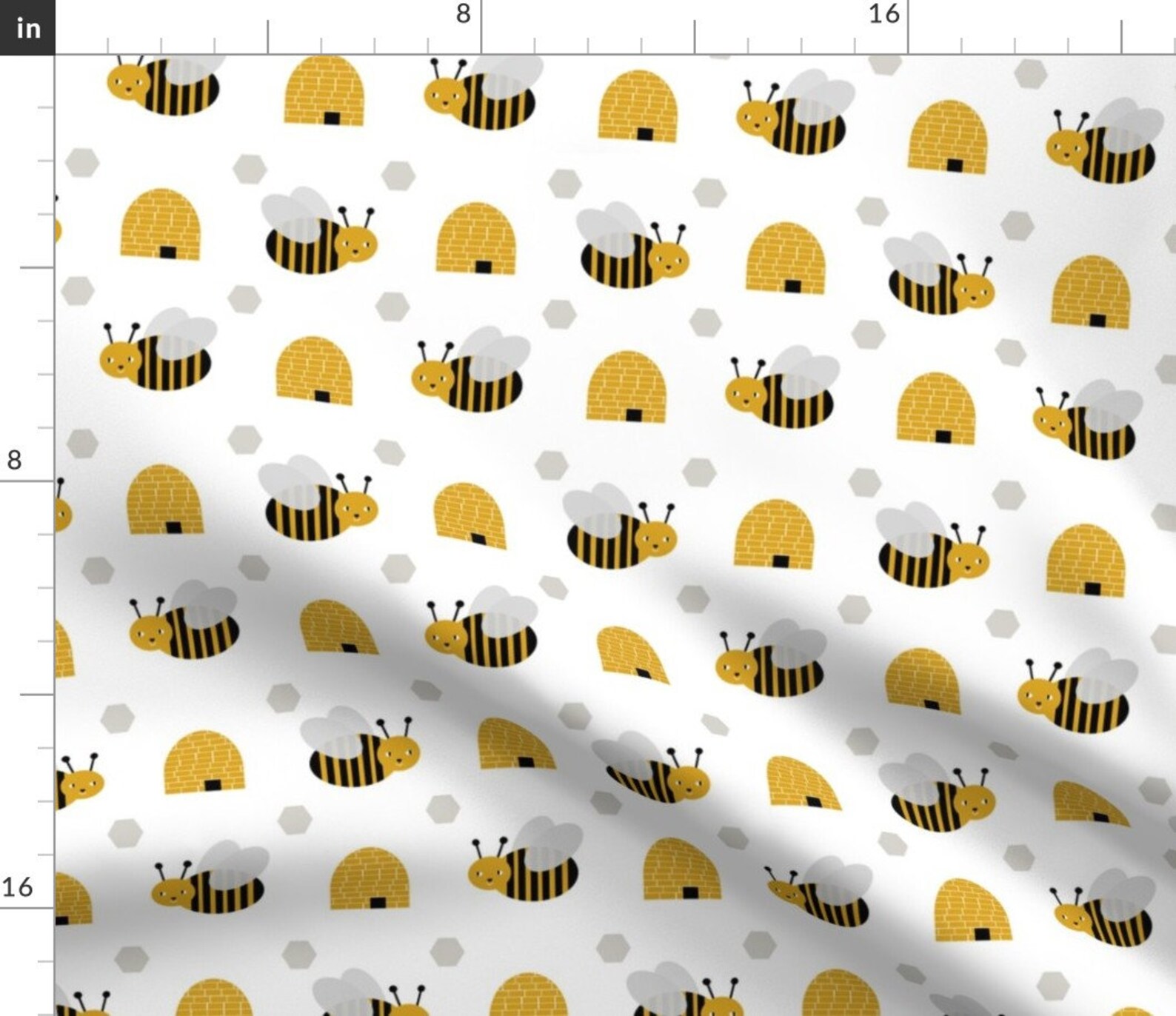 Beehive Fabric Bumble Bees and Bee Hives by Charlotte Winter - Etsy