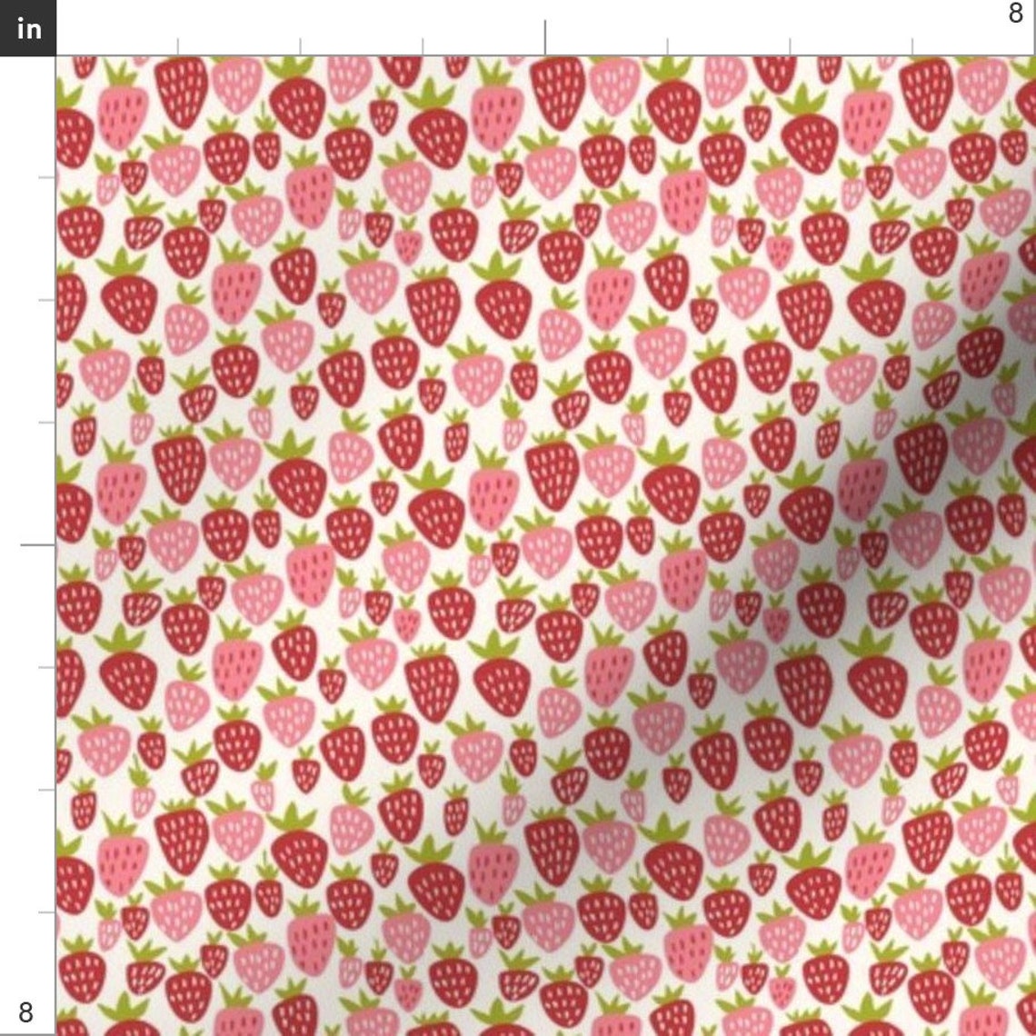 Summer Pink and Red Strawberry Fabric Strawberry Fun by - Etsy