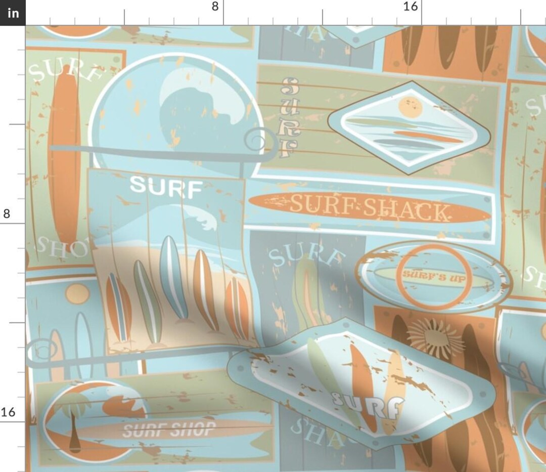 Vintage Surf Fabric Sun-bleached, Surfboard, Surf Shack Signs by ...