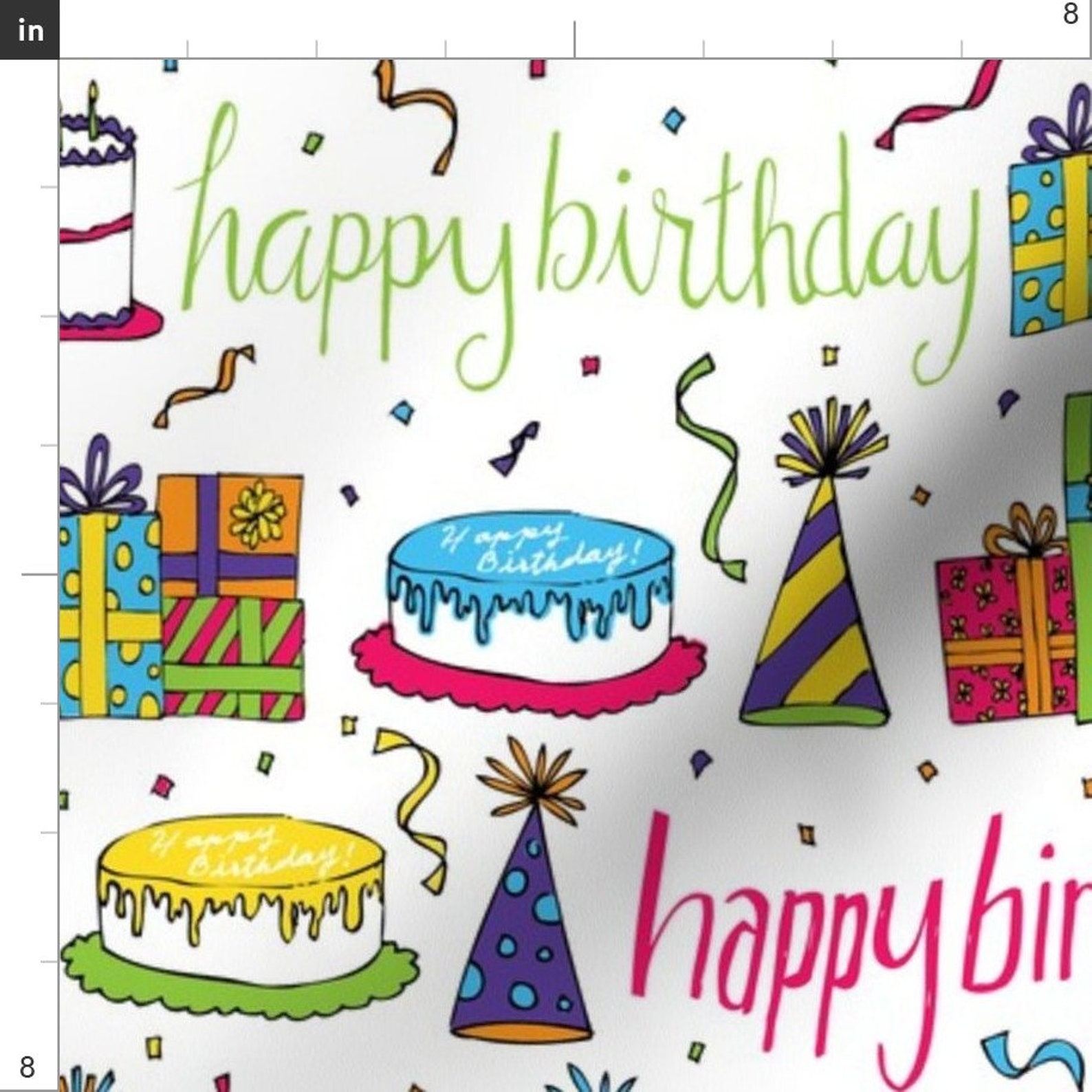 Happy Birthday Fabric Birthday by Lprspr Birthday Cake - Etsy