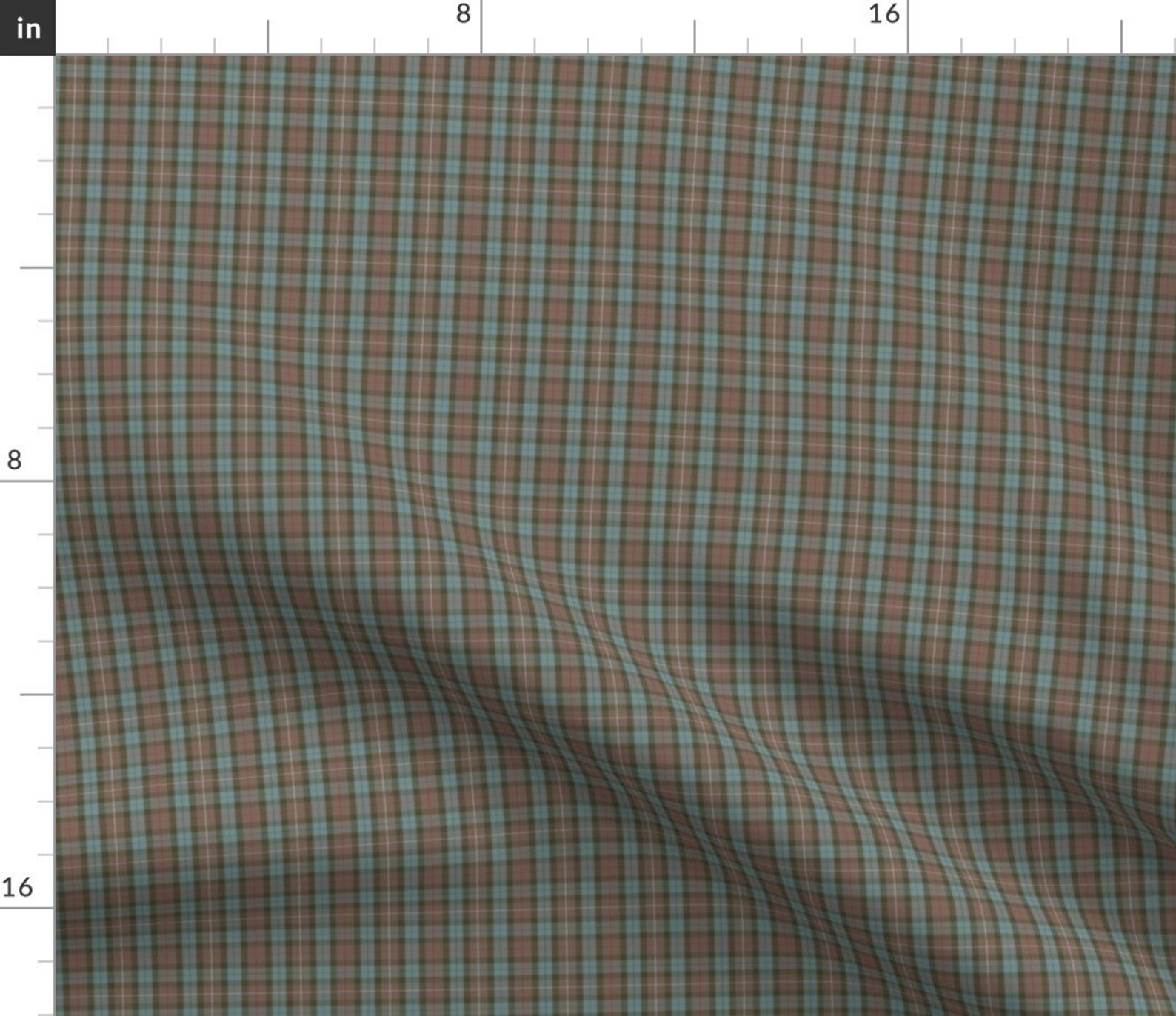 Muted Blue and Red Plaid Fabric 1/4 Scale Fraser Hunting - Etsy