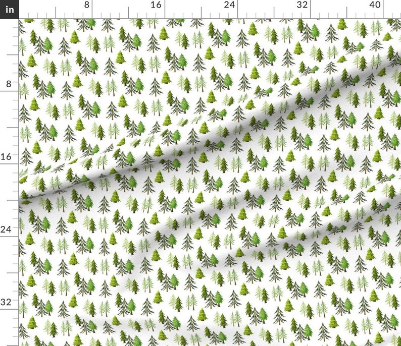 Forest Fabric Pine Tree Forest Woodland Trees Small Scale - Etsy