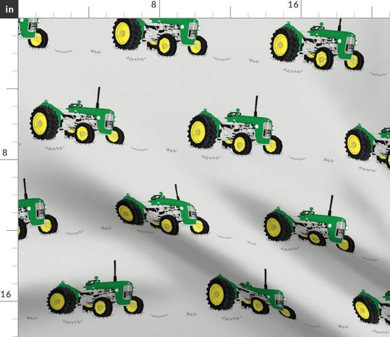 Green Tractor Fabric Green Tractor by Pennyroyal Green | Etsy