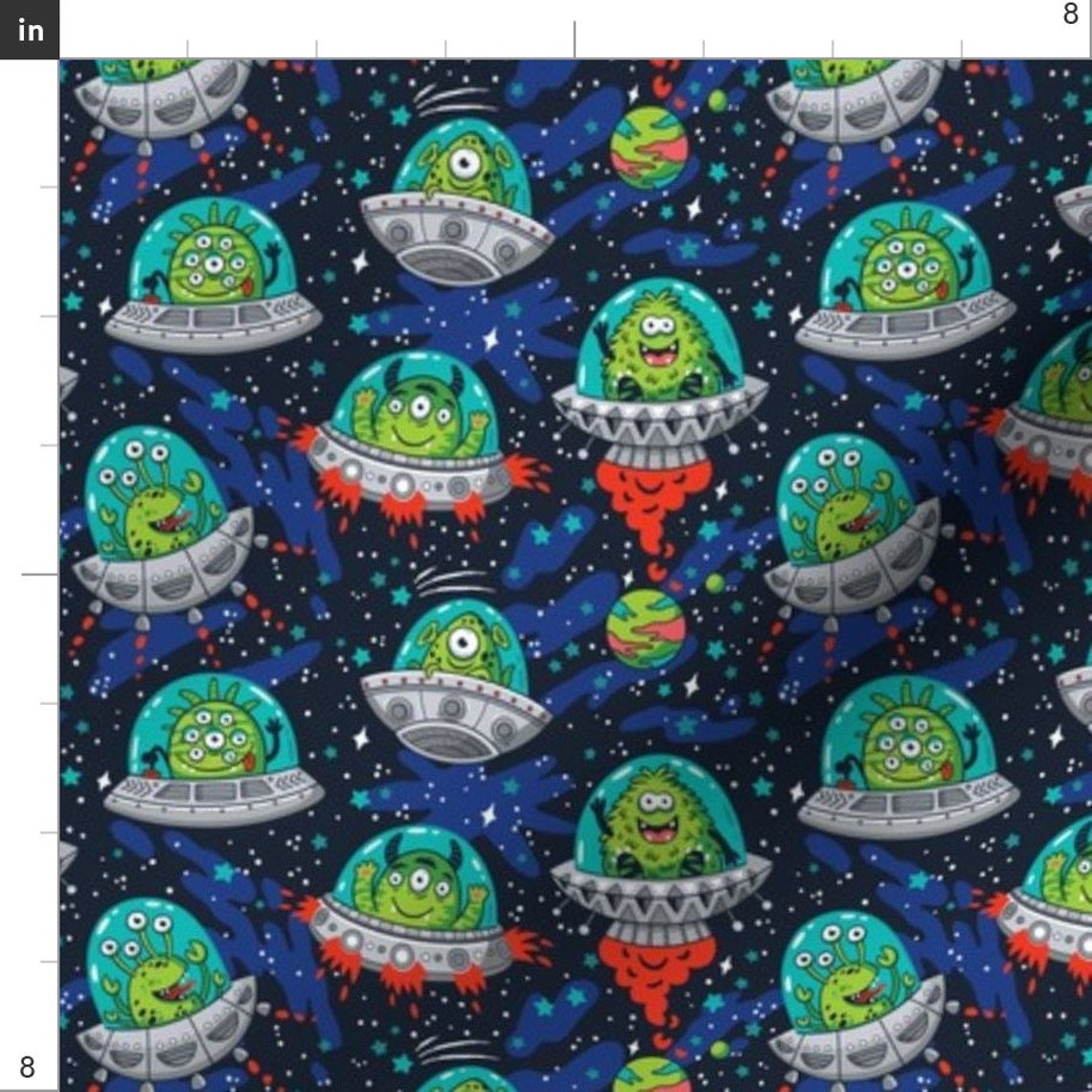 UFO Space Fabric Ufo by Penguinhouse Space Galaxy Aliens - Etsy