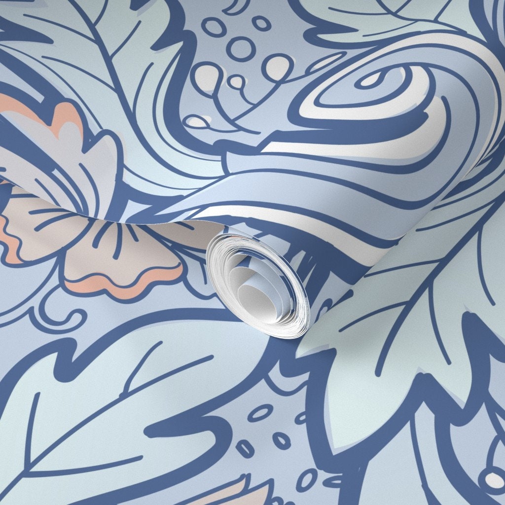 Rococo Wallpaper Rococo Periwinkle Blue by Susan Long - Etsy