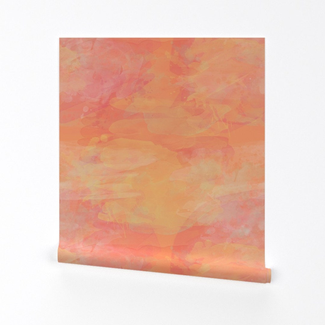 Batik Wallpaper Coral Sunset Watercolor Paint Effect by Pearlphire ...