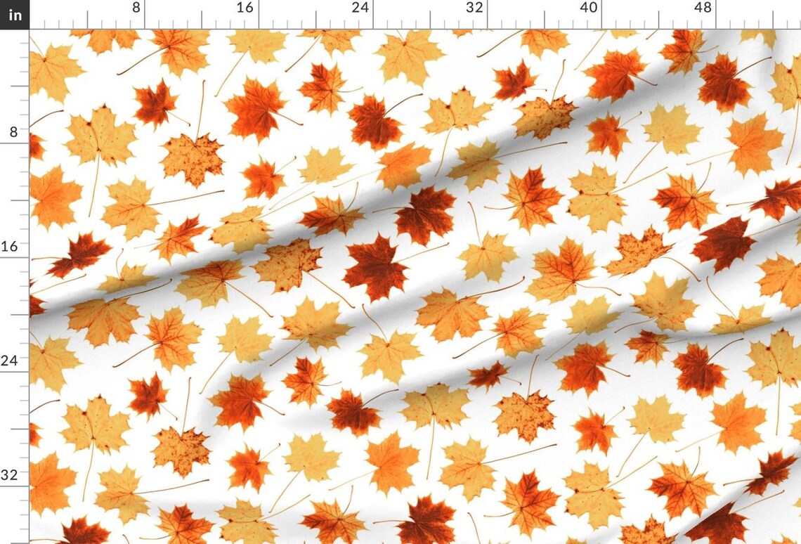 Bold Maple Leaves Fabric - Maple Leaves - Harvest Colors, Life Sized by ...