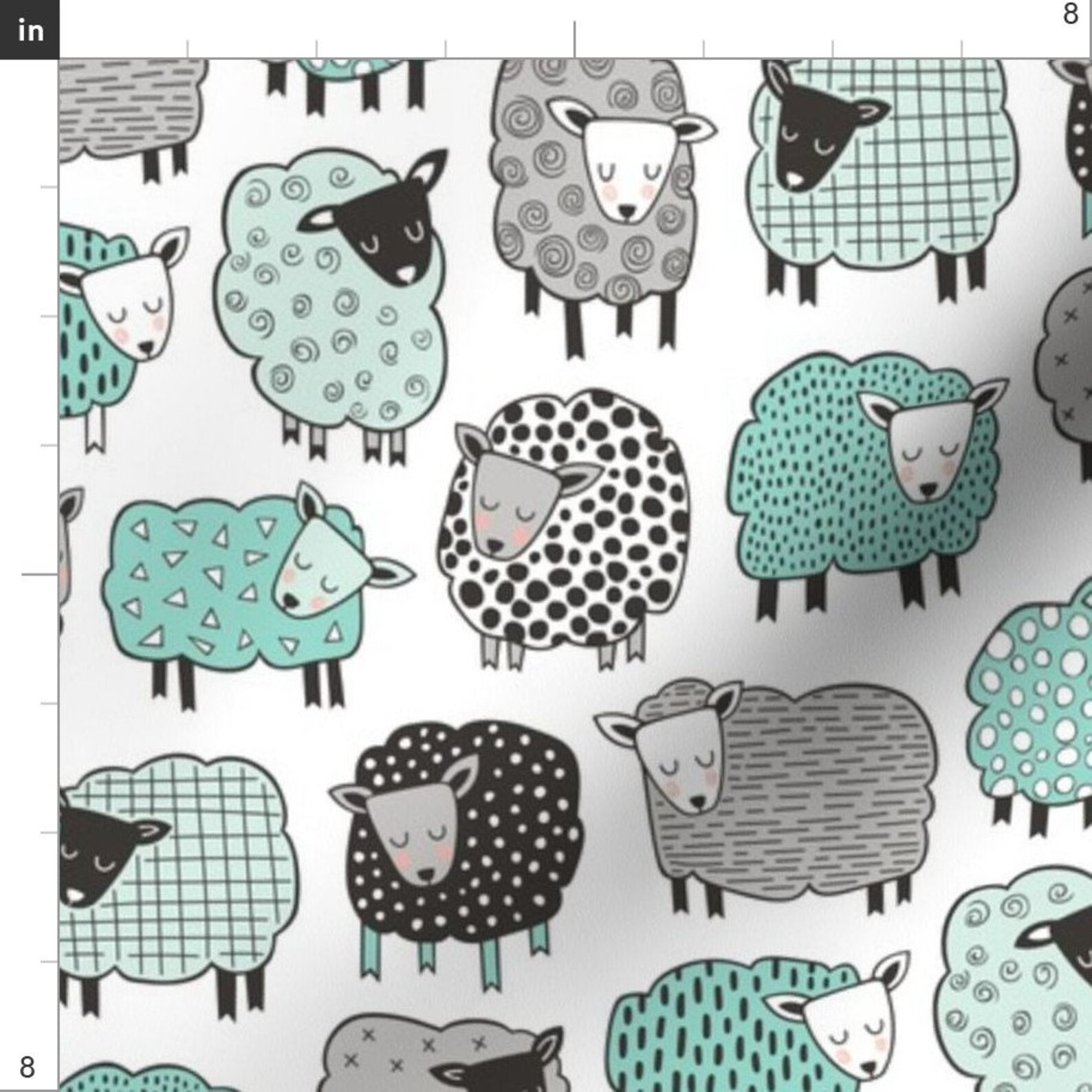 Geometric Sheep Fabric Sheep Geometric Patterned Black White - Etsy