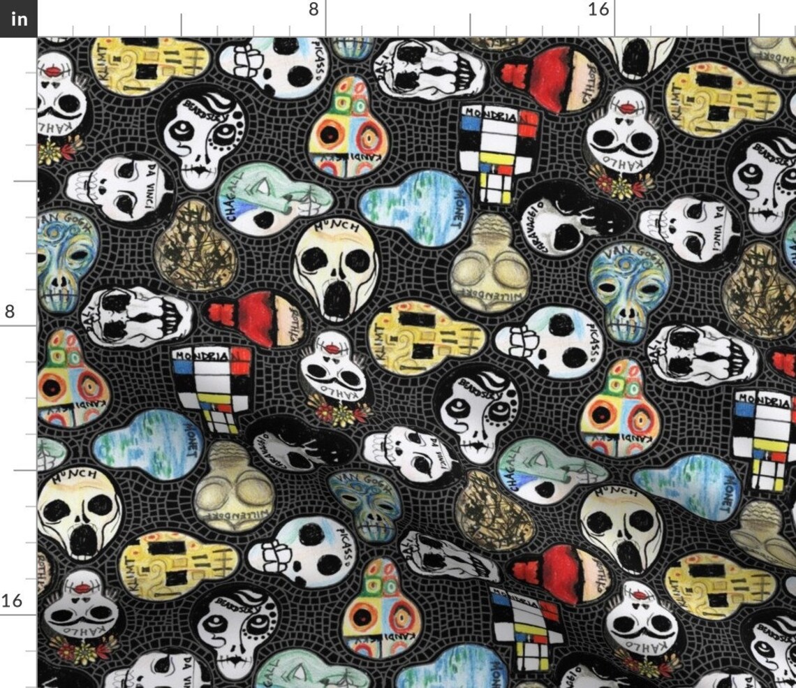 Artist Skulls Fabric Art Skull by Ceanirminger Spooky Art - Etsy