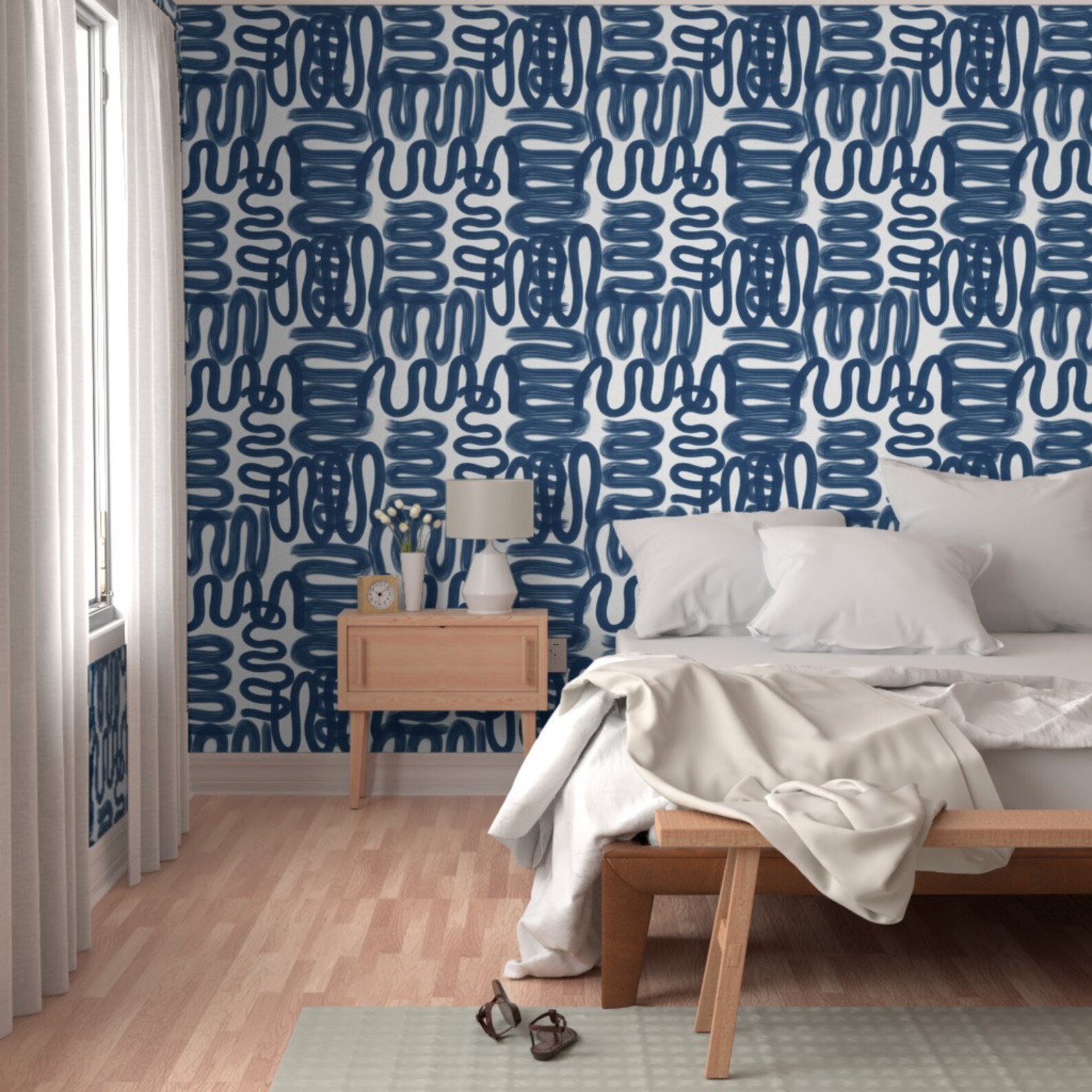 Modern Blue Graffiti Wallpaper Graffiti Squiggle Blue by Danika_herrick ...