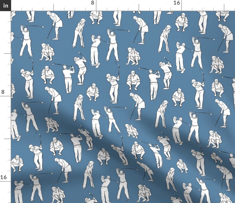 Golf Fabric Golf on Medium Blue by Landpenguin Golf Sports - Etsy