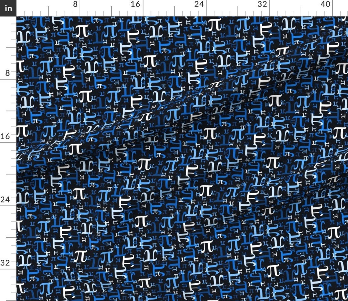 Pi Day Fabric Pieces of Pi black Blue by Robyriker Pi - Etsy