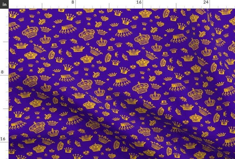 Royal Fabric - Royal Crowns - Gold on Purple by Lavaguy - Queen King ...