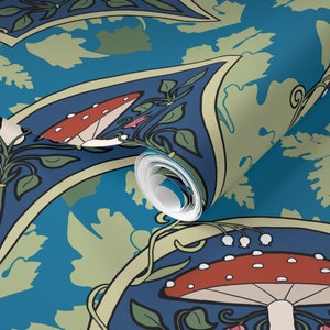 Toadstool Wallpaper Nouveau Toadstool by Thingshannahmakes - Etsy