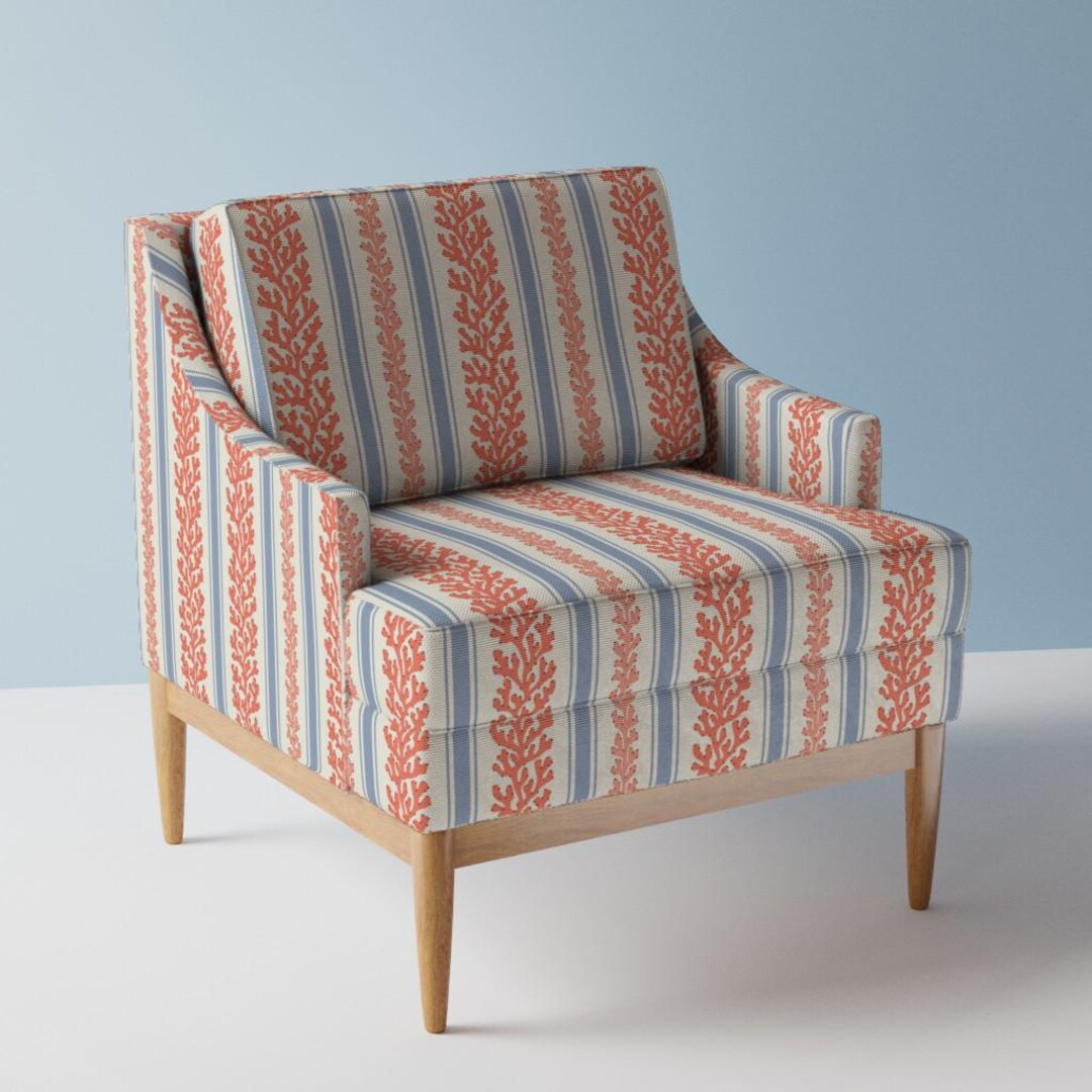 Coastal Vines Upholstery Fabric- Vertical Coral Stripes by Ester_muxune ...