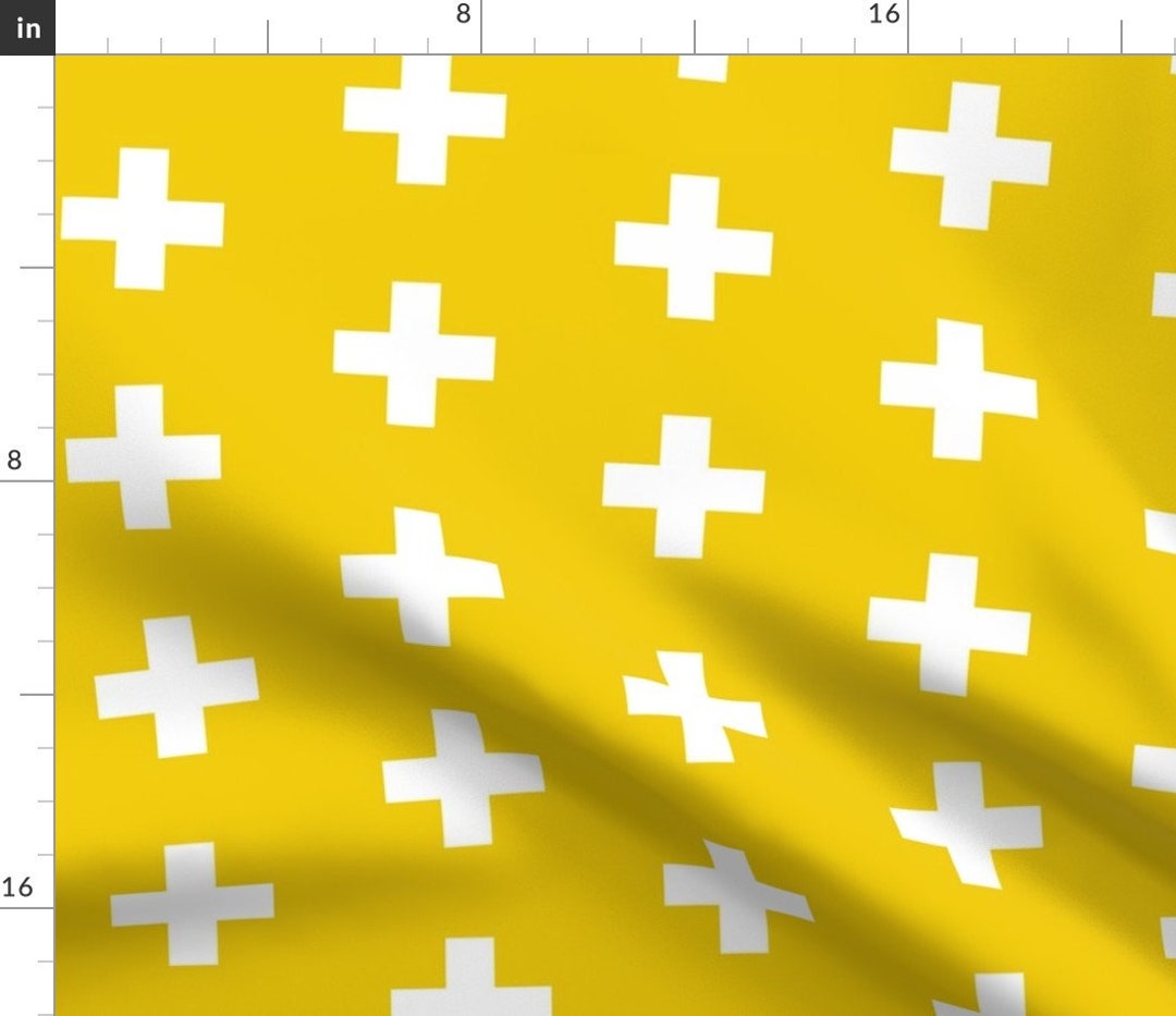 Yellow Plus Sign Fabric Golden Yellow Crosses Yellow Plus Signs by ...