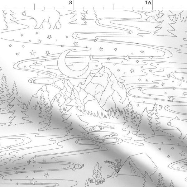 Black and White Coloring Book Fabric - Etsy