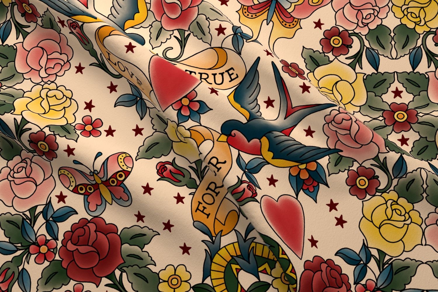 Tattoo Fabric Tattoo Me Tattoo You By Stitchyrichie | Etsy