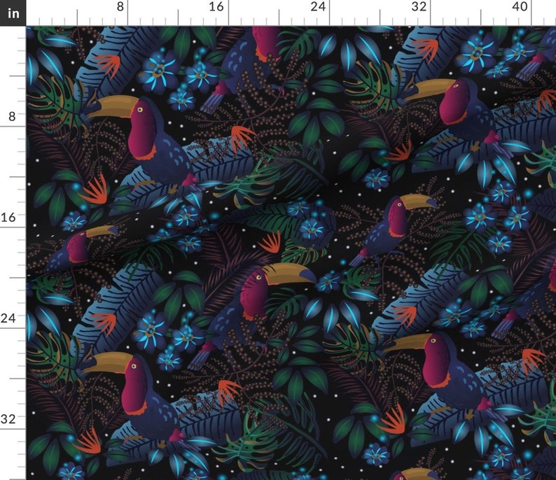Moody Tropical Rainforest Fabric Moody Flora Tropical by - Etsy