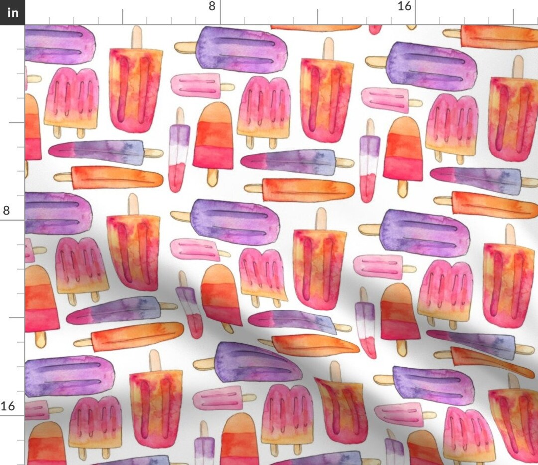 Ice Pops Fabric Watercolor Ice Pop Pattern by Latheandquill Ice Pops ...