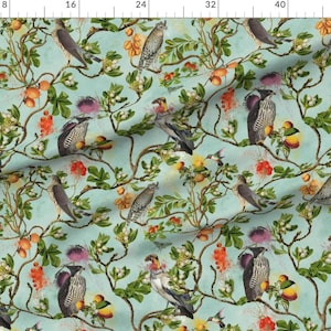 Vintage Birds Upholstery Fabric- Birds of Prey Bright by Fischkandi ...