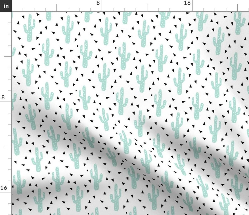Cactus Fabric Cactus Mint Tri Triangle Trendy Design for - Etsy