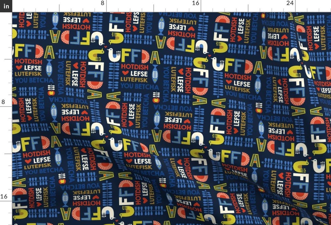 Norwegian Fabric Uffda Navy by Teresamagnuson Lefse Lutefish Hotdish ...