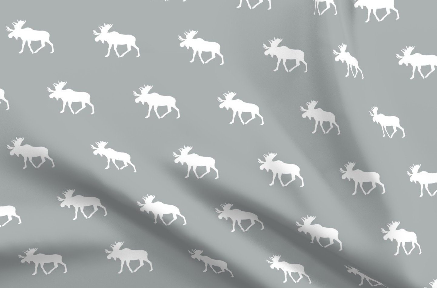 Moose Fabric Moose / Grey Custom Fabric By Little Arrow | Etsy