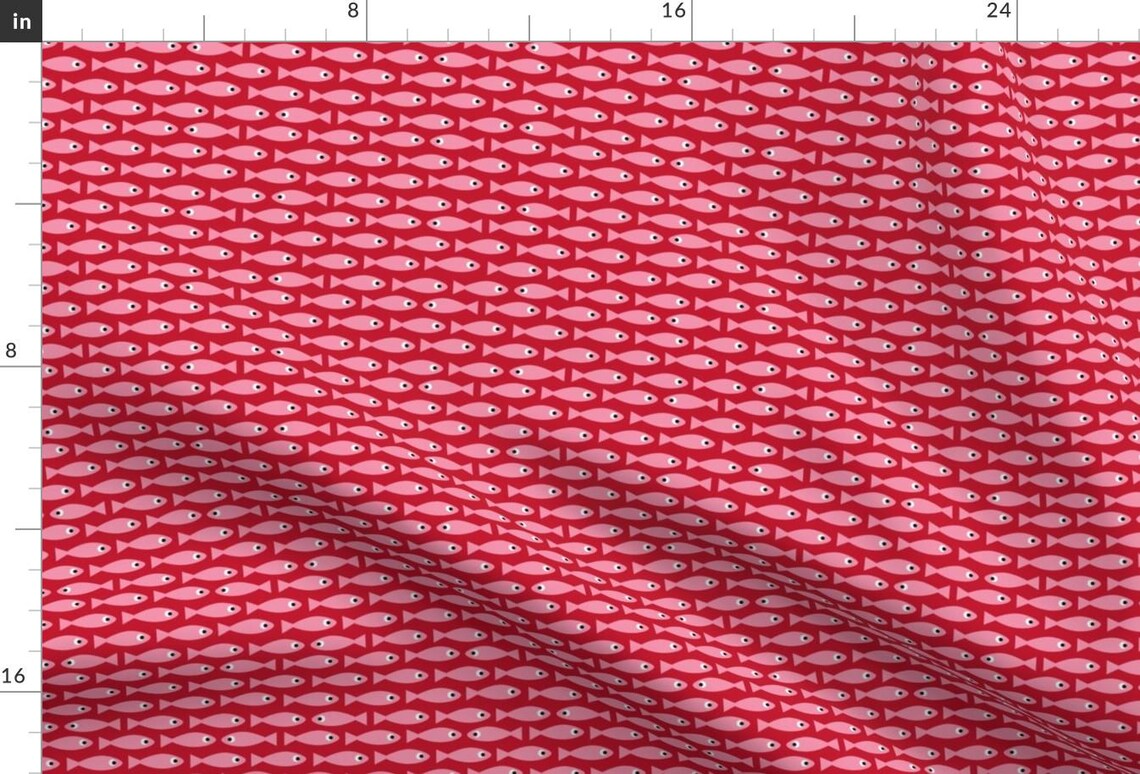 Fish Fabric - Little Fish (red) by Kaicopenhagen - Fish Reef Ocean ...