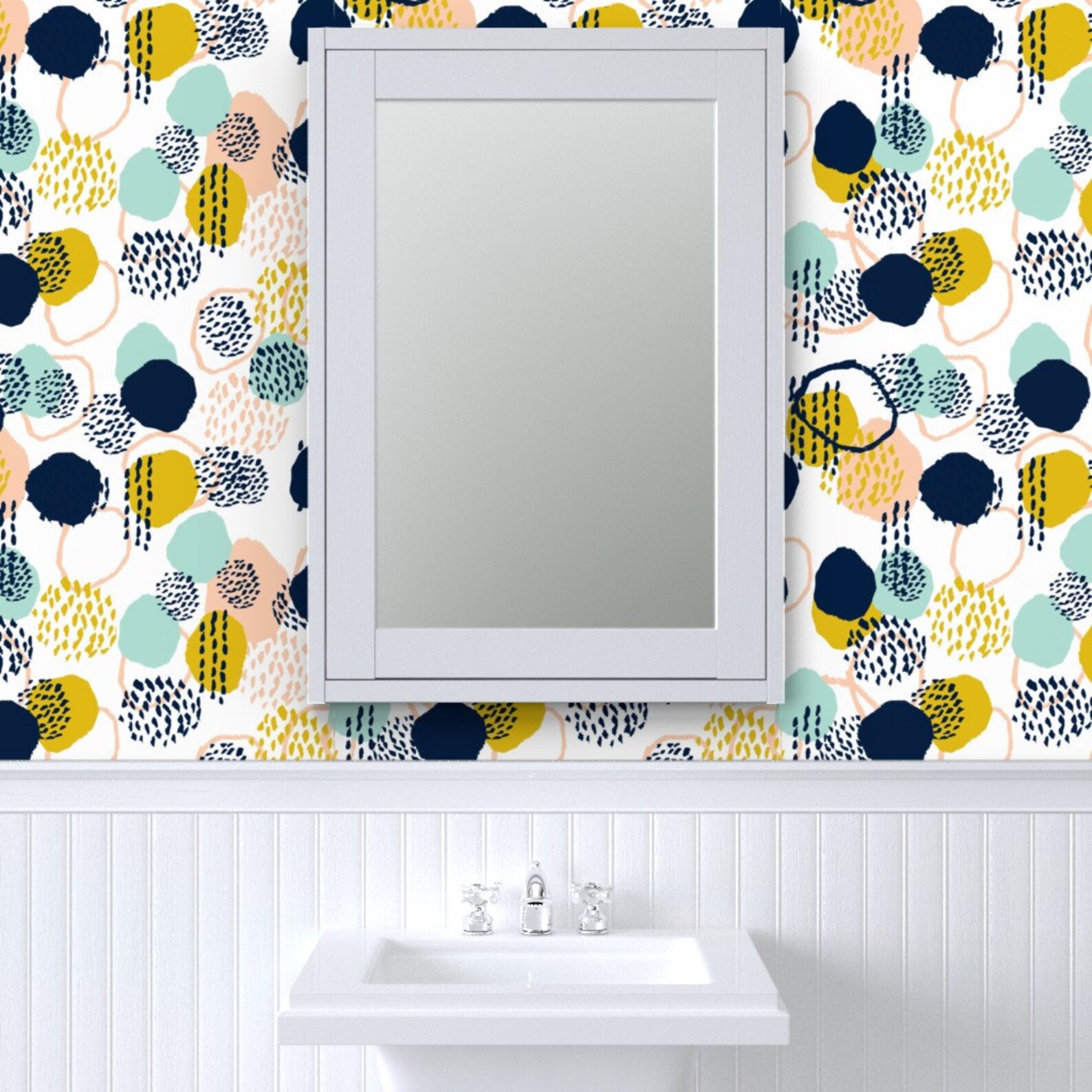 Mod Dot Wallpaper Abstract Painted Dotsfabric by | Etsy