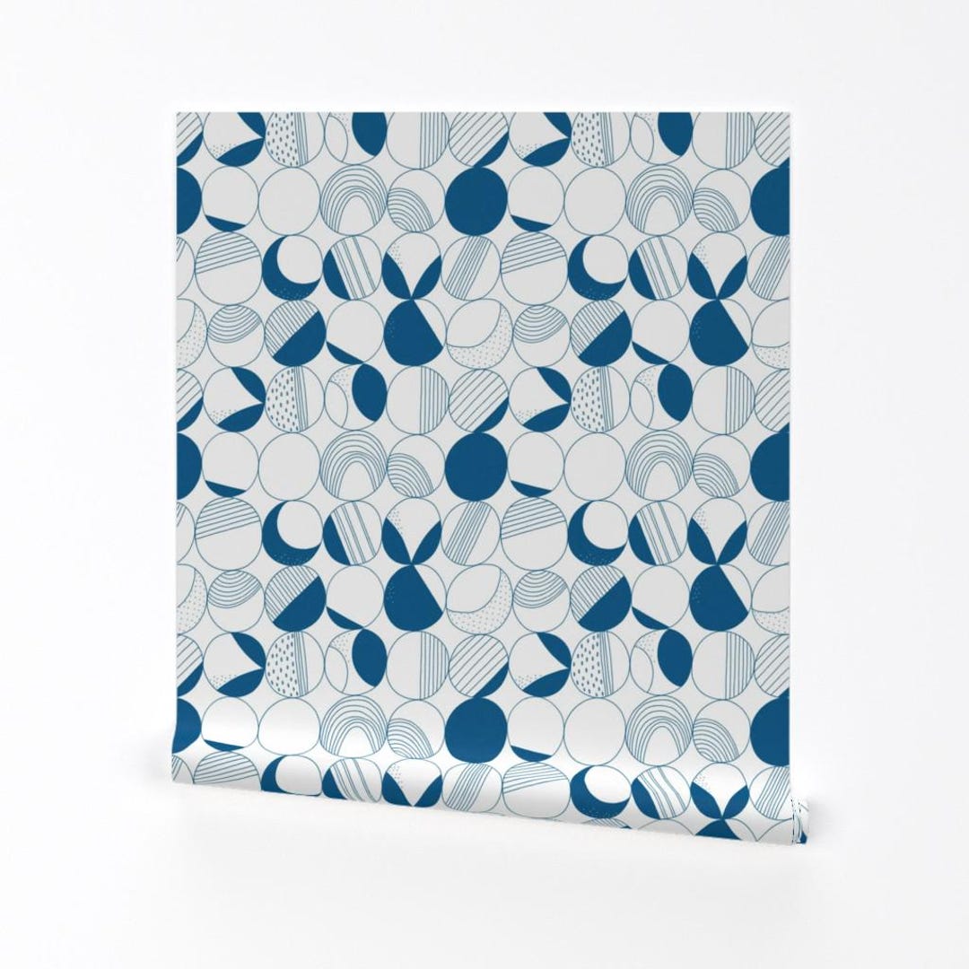 Blue Lunar Phases Wallpaper Abstract Moon by Stolenpencil Gestural ...