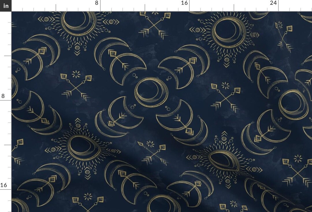 Solar Eclipse Fabric - Bohemian Solar Eclipse Bohemian Tribal Indigo by ...