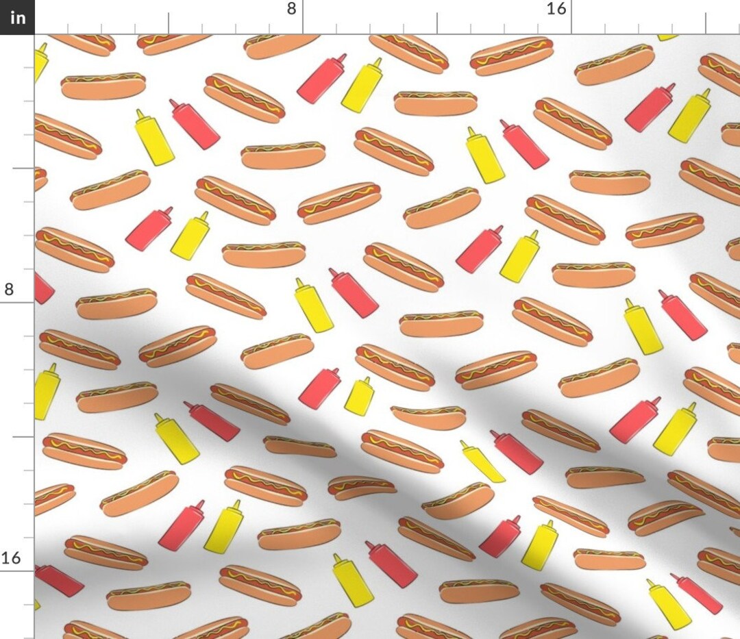 Hot Dog Fabric Hot Dogs With Condiments by Littlearrowdesign - Etsy