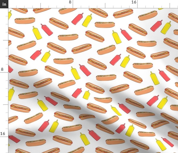 Hot Dog Fabric Hot Dogs With Condiments by Littlearrowdesign - Etsy