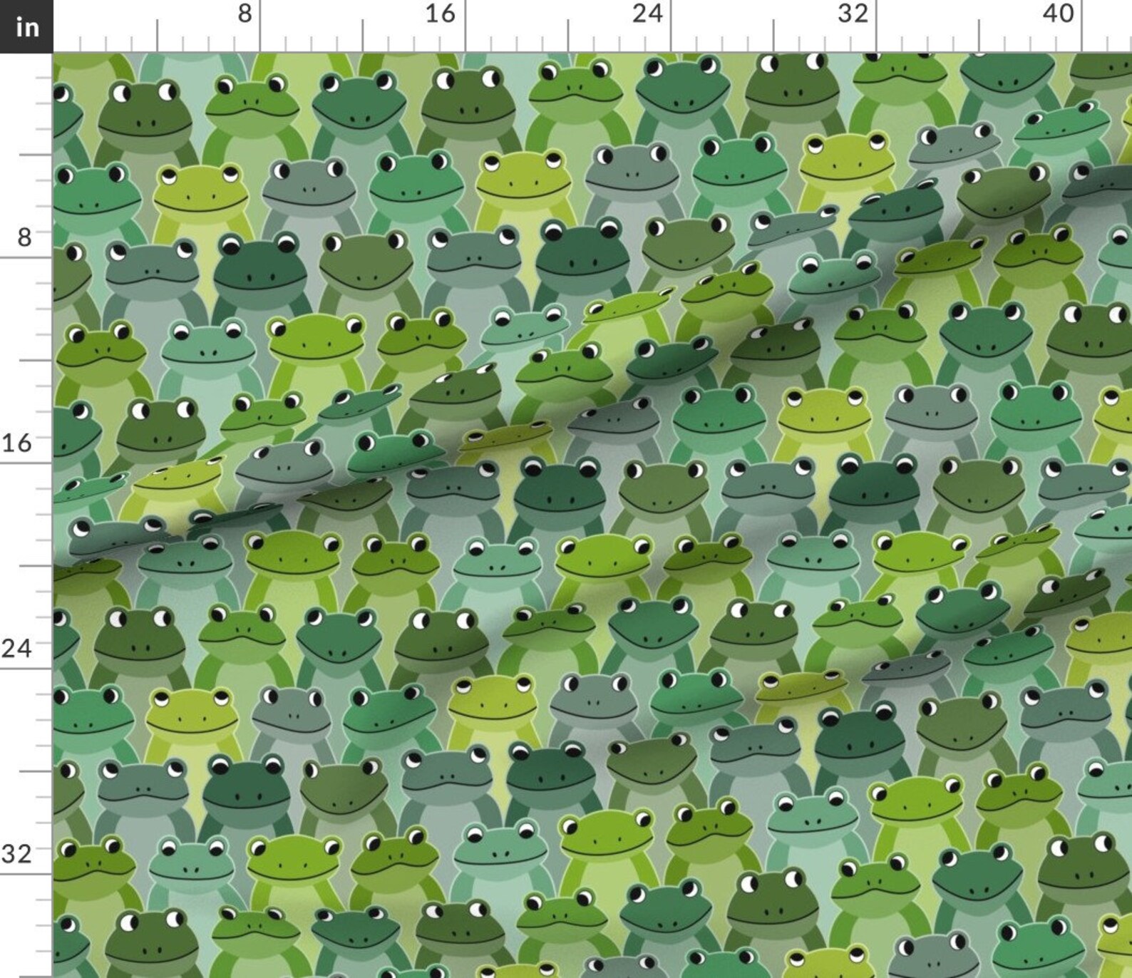 Green Frogs Fabric Friendly Frogs by Dunnspun Whimsical Cute Mint Green ...