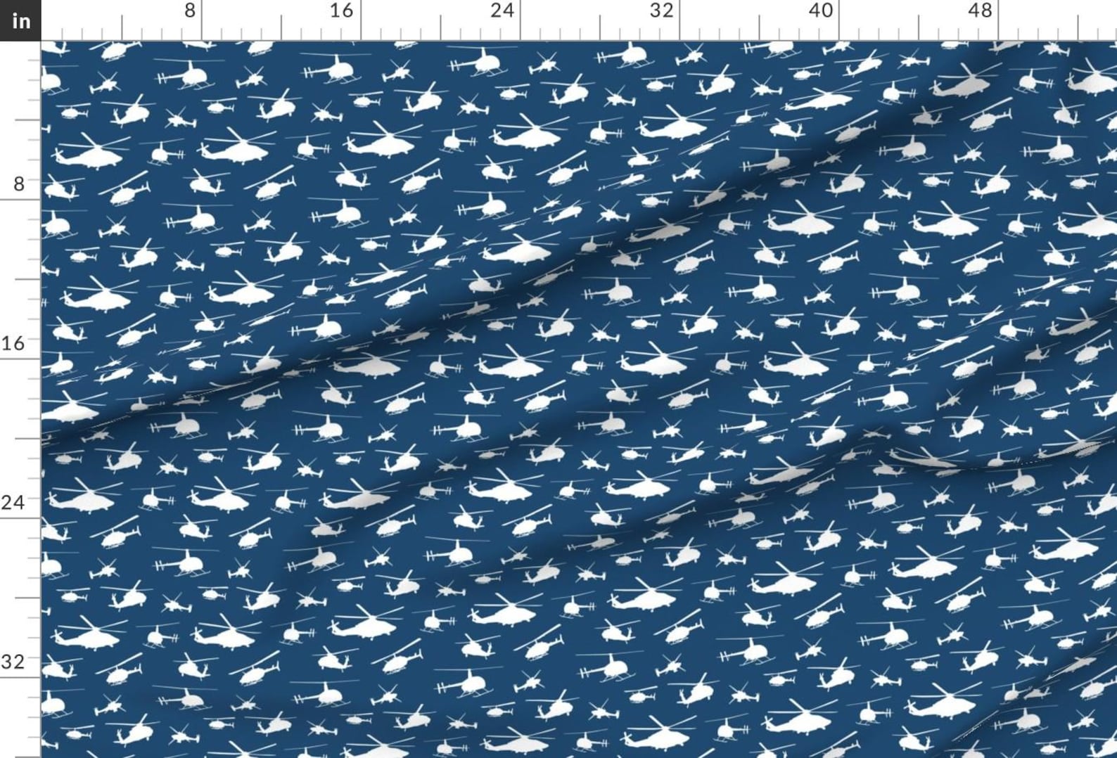 Helicopters on Blue Fabric - Helicopter Silhouettes // Small by ...