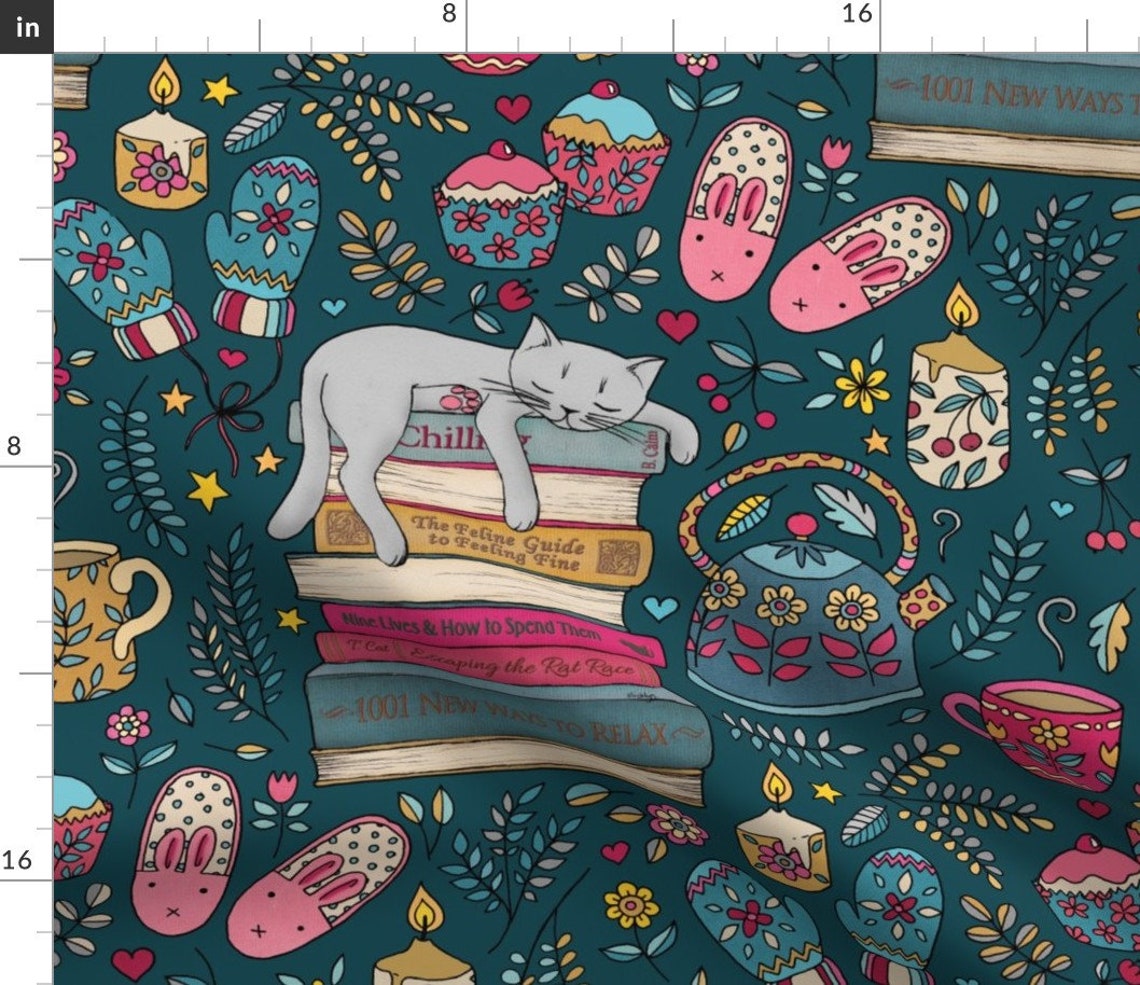 Hygge Fabric How to Hygge Like A Cat by Micklyn Hygge Home - Etsy