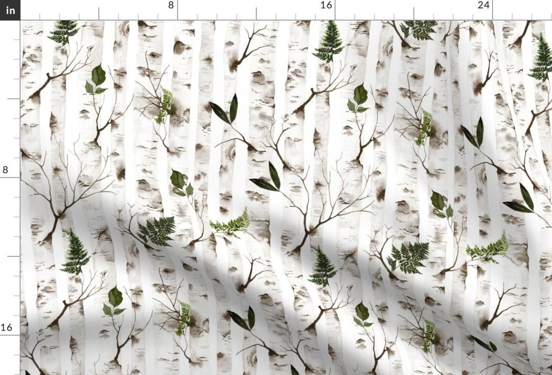 Woodland Fabric - Birch Tree Forest by Hipkiddesigns - Rustic Nature ...