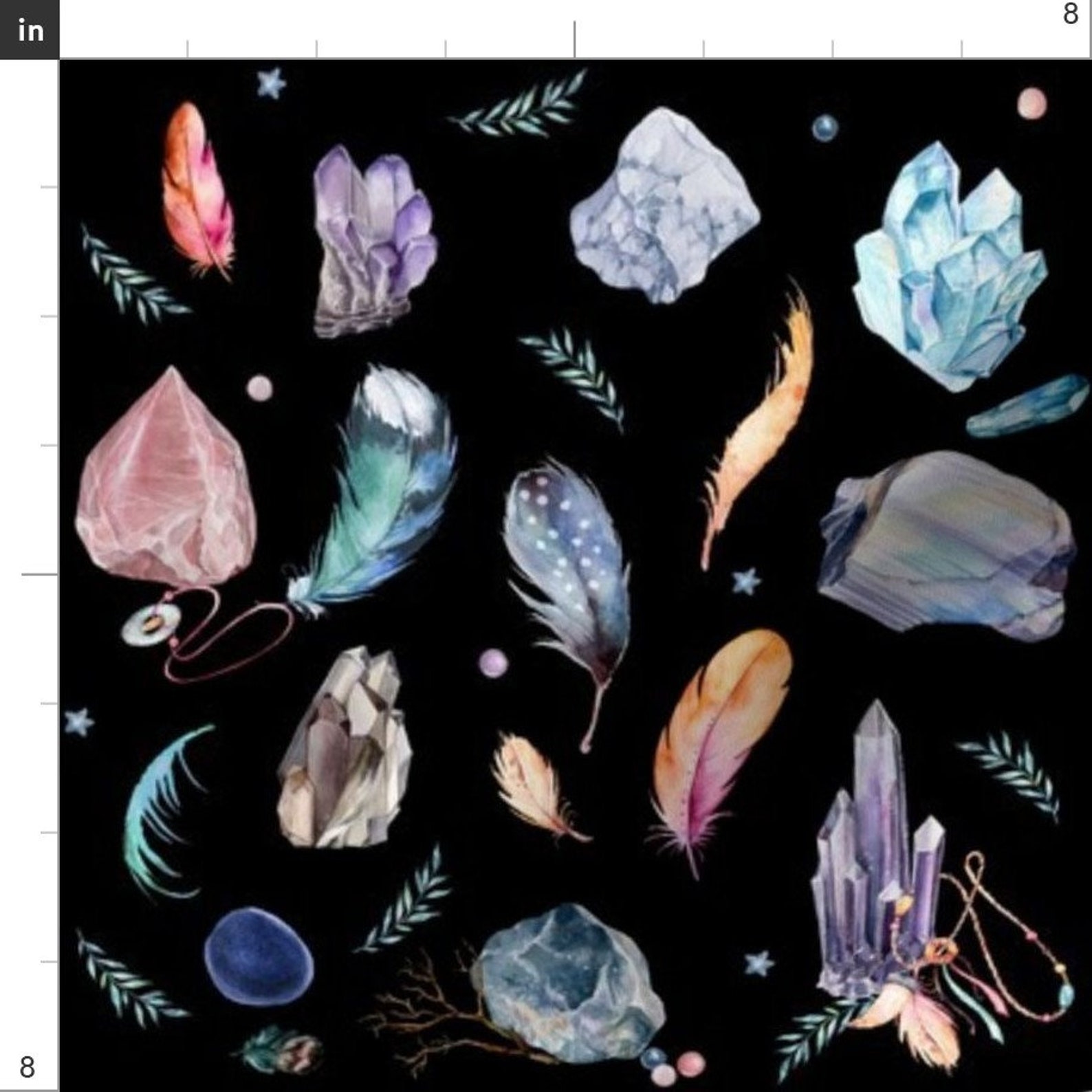 Gems Fabric Gypsy Dreamer Black by Rebelmod Gemstones - Etsy