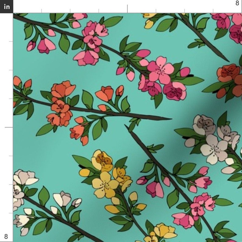 Spring Blossom Fabric Blossoming Branches By Juliabadeeva | Etsy