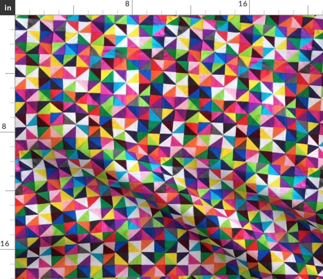 Rainbow Cheater Quilt Fabric Colorful Cheater Triangle - Etsy