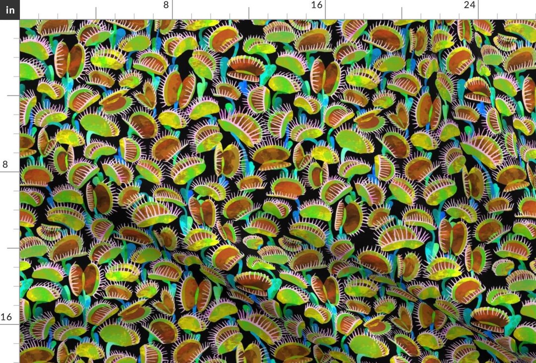 Fly Trap Fabric - Venus Fly Traps by Desertfable - Carnivorous Gothic ...