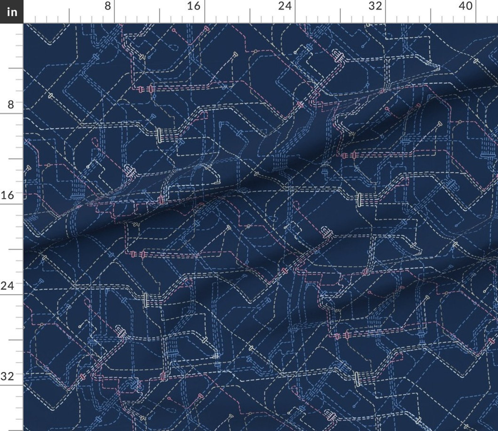 Transit Maps Fabric Public Transport Network by Marketa - Etsy