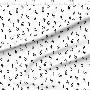 Number Fabric Numbers Black and White Minimal Monochrome by Charlotte ...