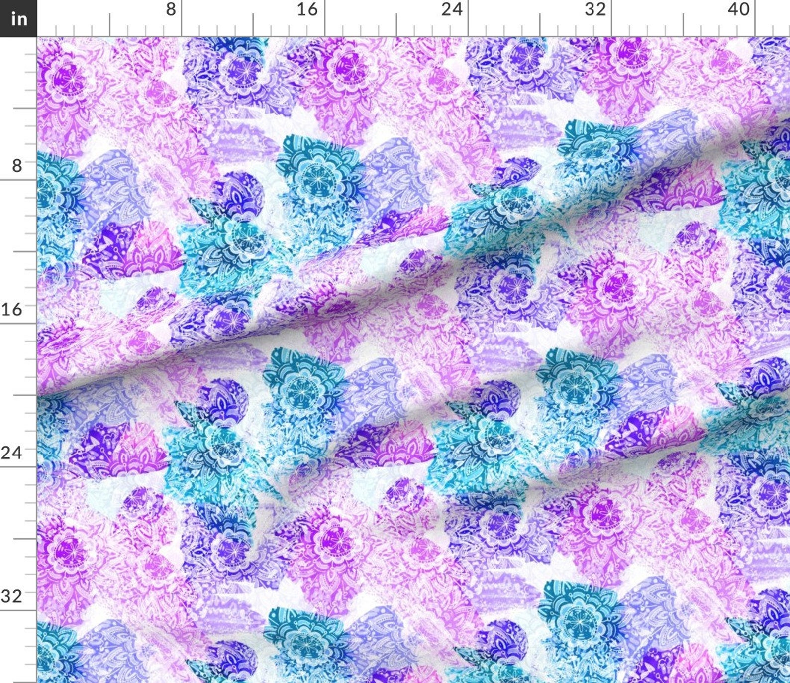 Boho Floral Fabric Bohemian by Robyriker Boho Flower - Etsy