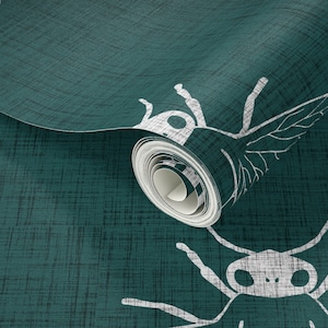 Honeybees on Teal Wallpaper Bees Large Scale by - Etsy