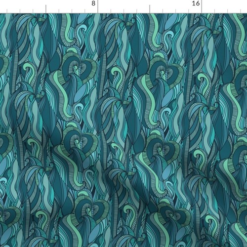 Blue Wave Fabric Abstract Ocean Waves by Ksanask Abstract - Etsy
