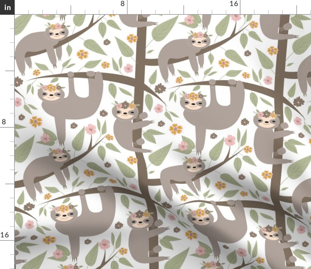 Pastel Sloths Fabric Sloths Hanging on the Trees by Inotra - Etsy