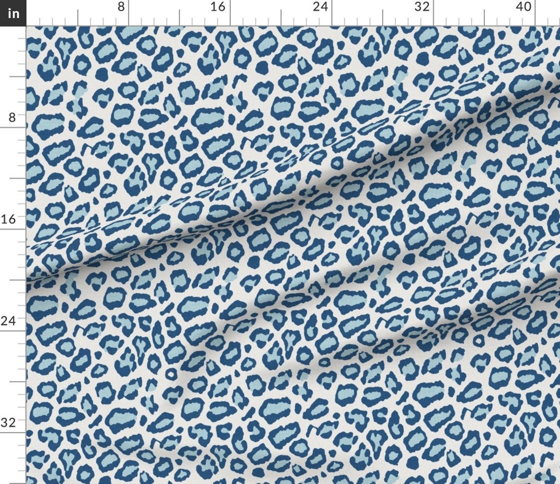 Blue Leopard Fabric Etosha Leopard Skin in Blue by - Etsy